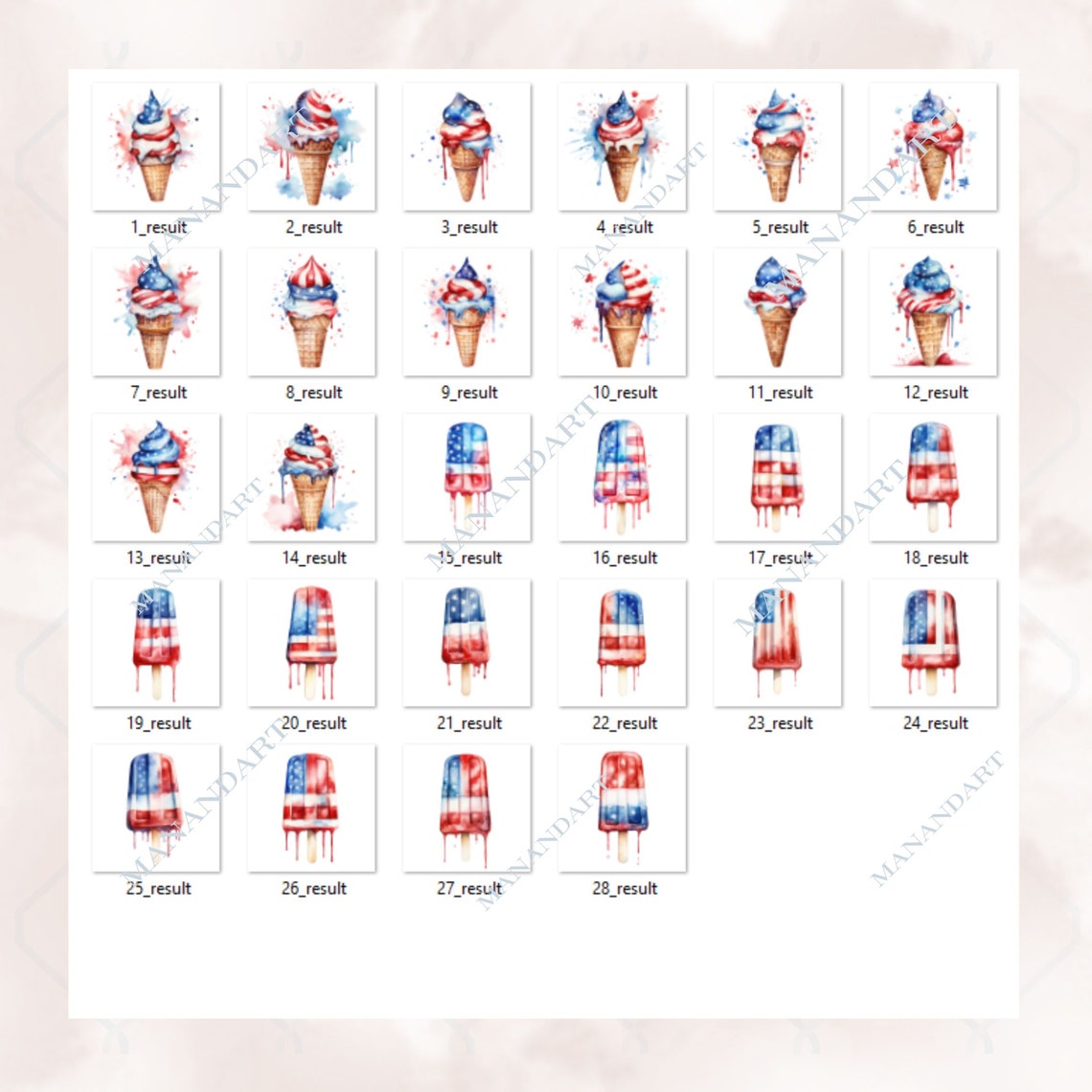 Watercolor Patriotic Ice Cream Png,4th of July Ice Cream ,USA Ice-cream ...