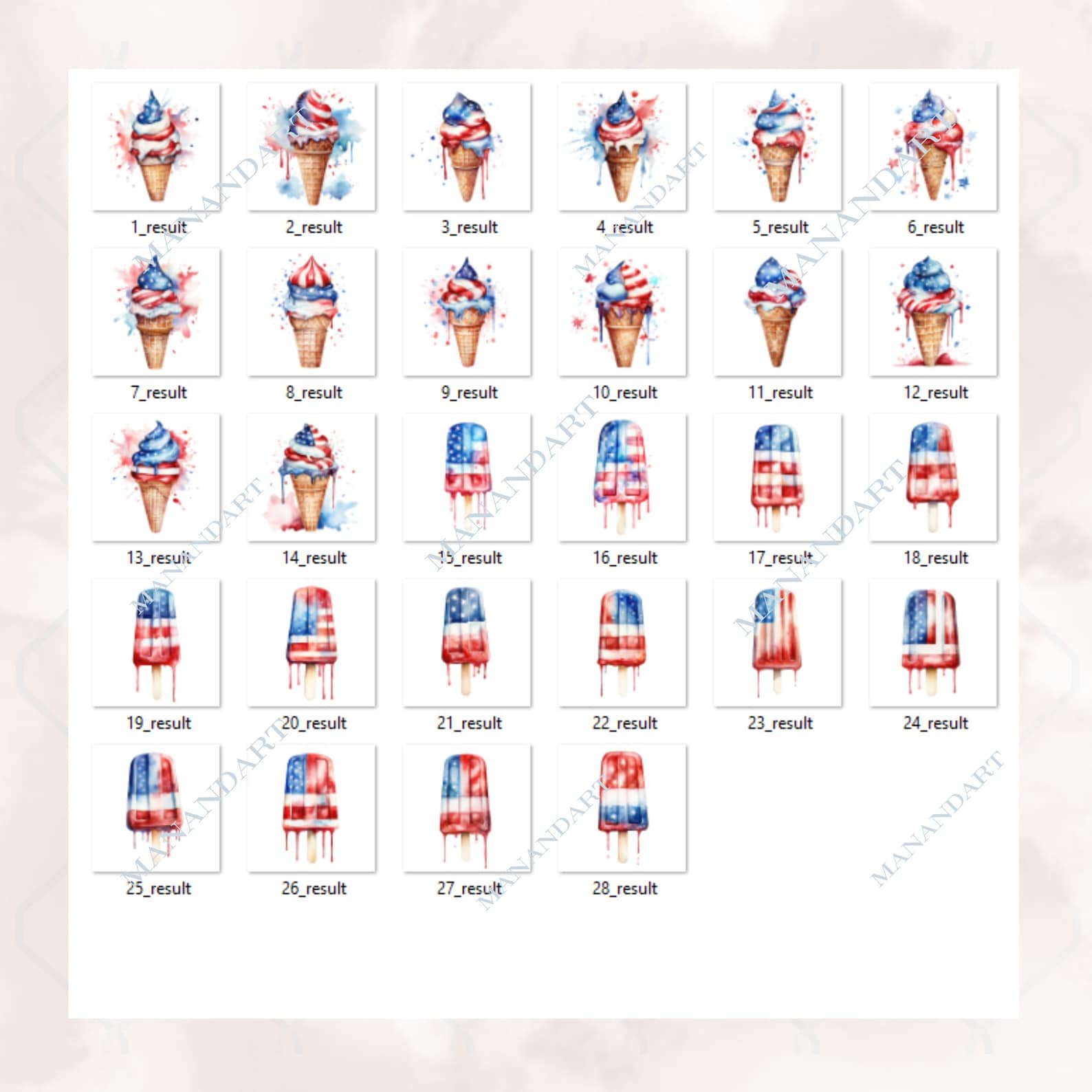 Watercolor Patriotic Ice Cream Png,4th of July Ice Cream ,USA Ice-cream ...