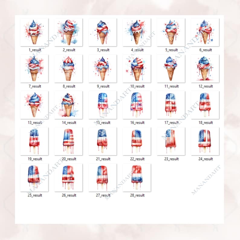 Watercolor Patriotic Ice Cream Png,4th of July Ice Cream ,USA Ice-cream ...