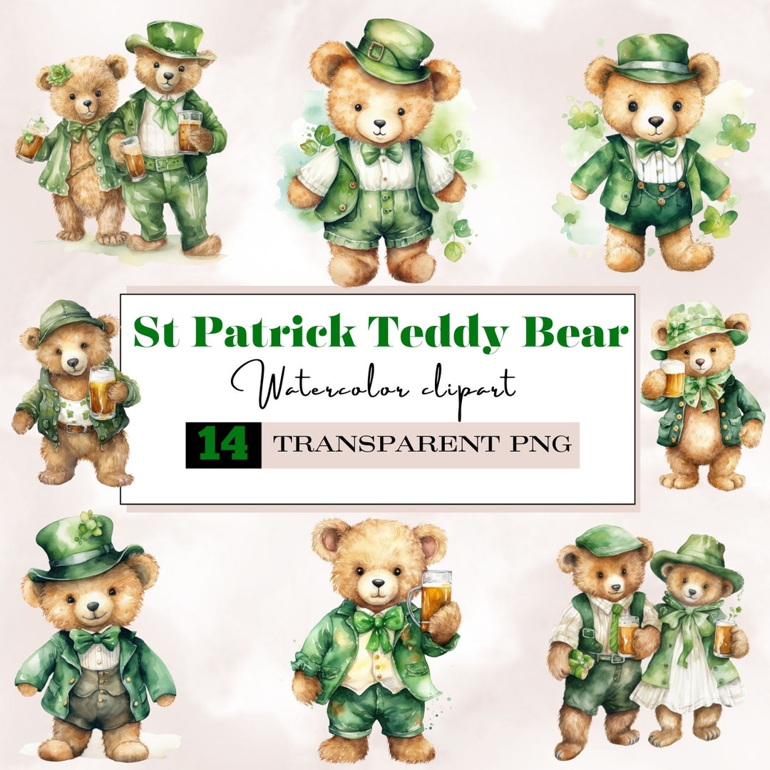 Watercolor St Patricks Day Teddy Bear Png,teddy Bear Png,bear ...