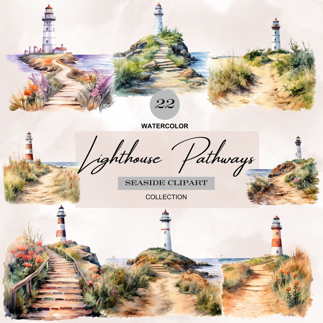 Watercolor Lighthouse Pathways Scene, Lighthouse Png,lighthouse ...
