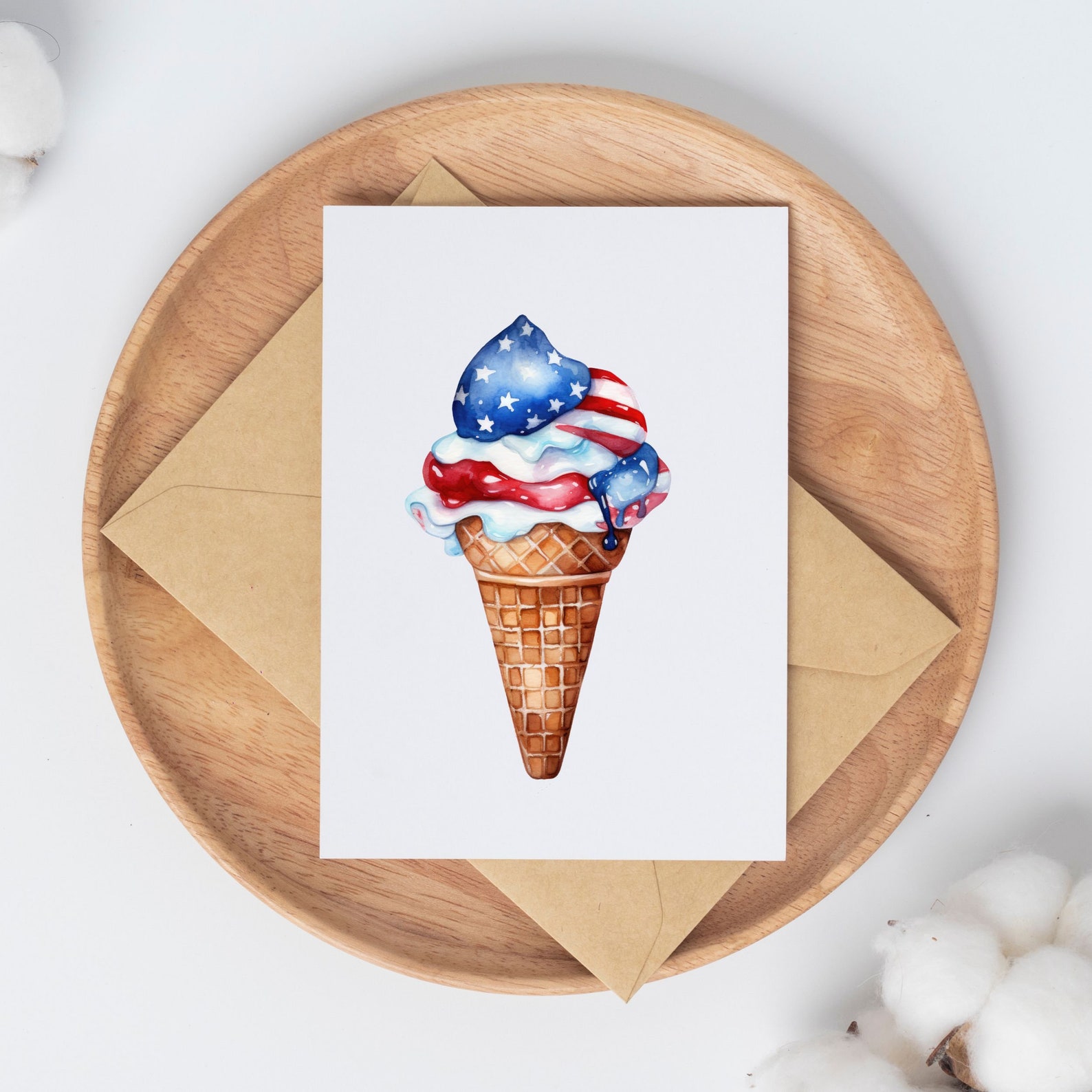 Watercolor Patriotic Ice Cream Png,4th of July Ice Cream ,USA Ice-cream ...