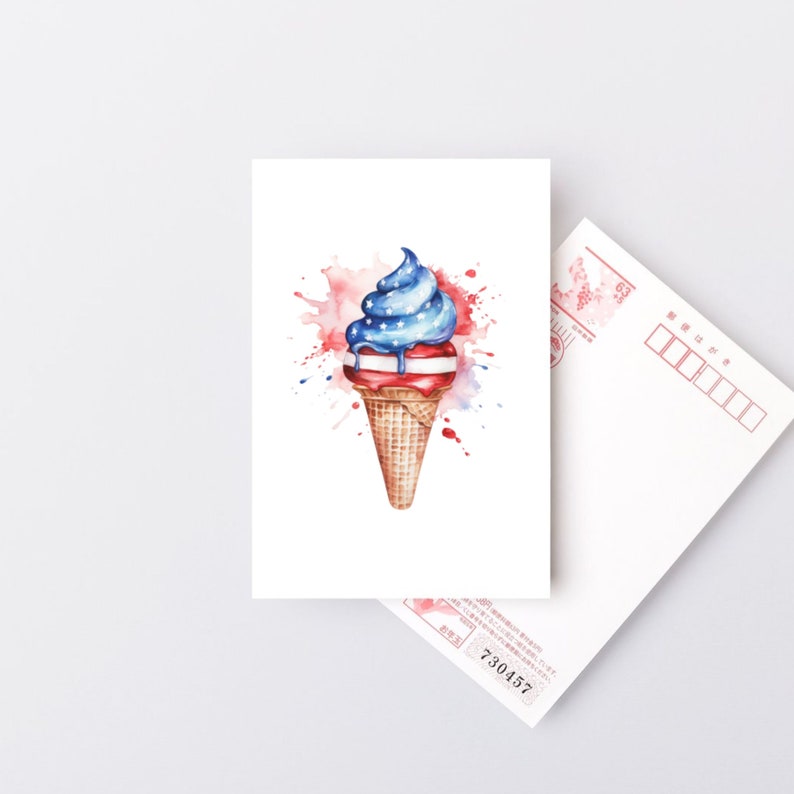 Watercolor Patriotic Ice Cream Png,4th of July Ice Cream ,USA Ice-cream ...