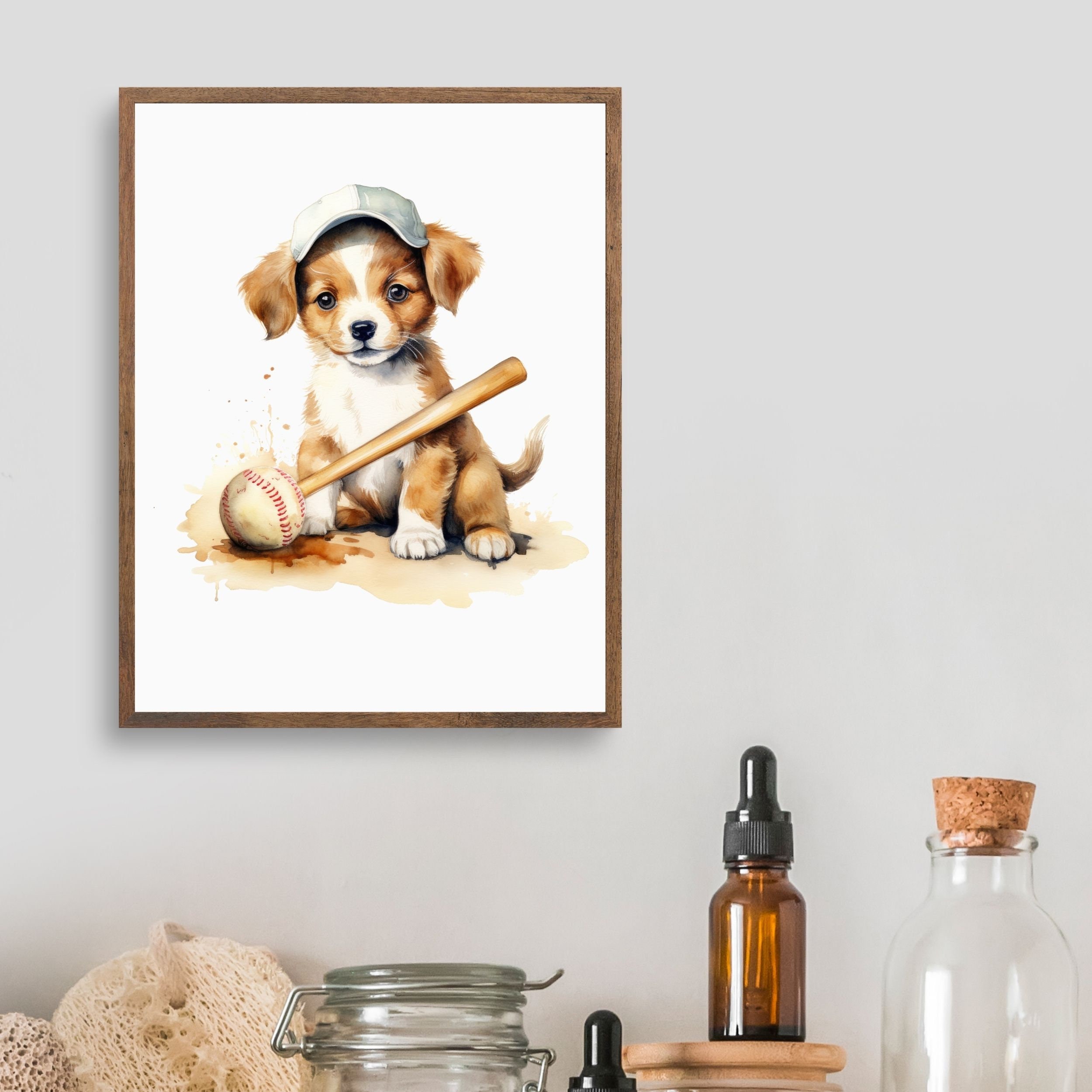 Watercolor Baseball Dog Png,dog Lover,animal Baseball,baby Golden ...