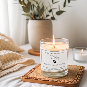 Personalised Pet Memorial Candle, Pet Loss Gift Candle, Pet Sympathy ...