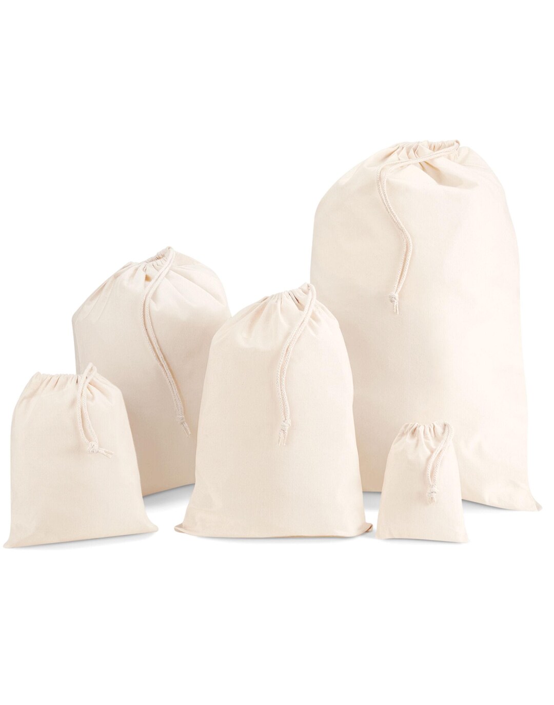 Reusable Natural Cream Cotton Drawstring Storage Bag, All Sizes 100% ...