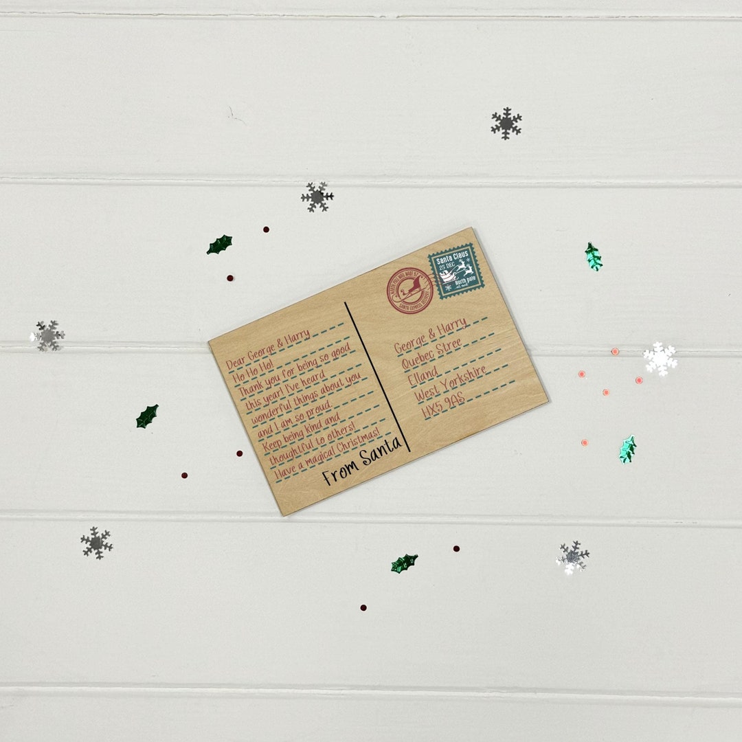 Personalised Letter From Santa, Custom Santa Postcard, Wooden Christmas ...