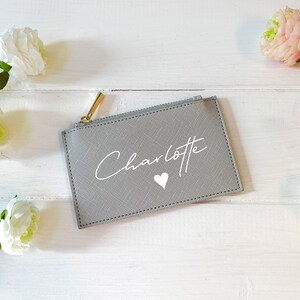 Personalised Card Holder Name and Heart, Vegan Leather Foil Embossed ...