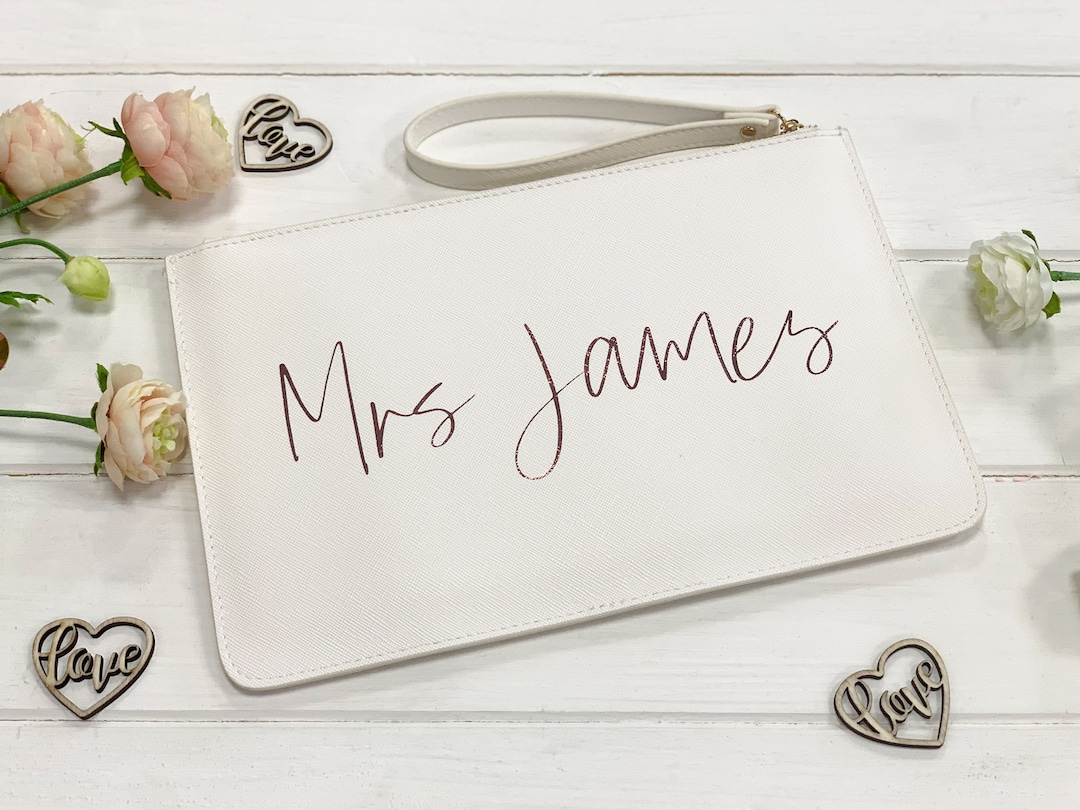 Personalised Bride Bag, Wedding Clutch Bag, Luxury Bridal Bag, Bride to ...