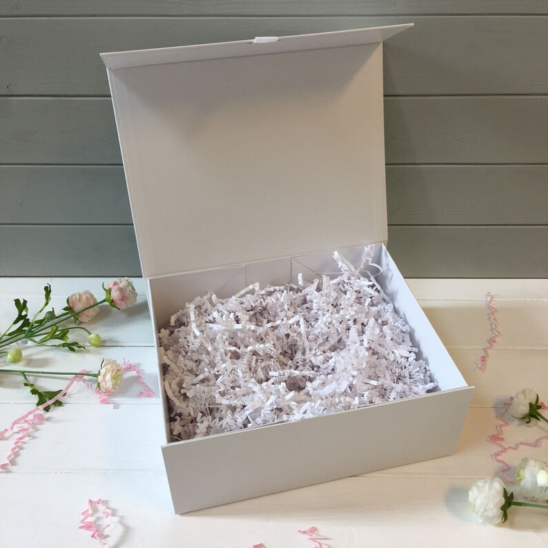 Personalized Luxury Large White Gift Box | Custom Magnetic Keepsake Box ...