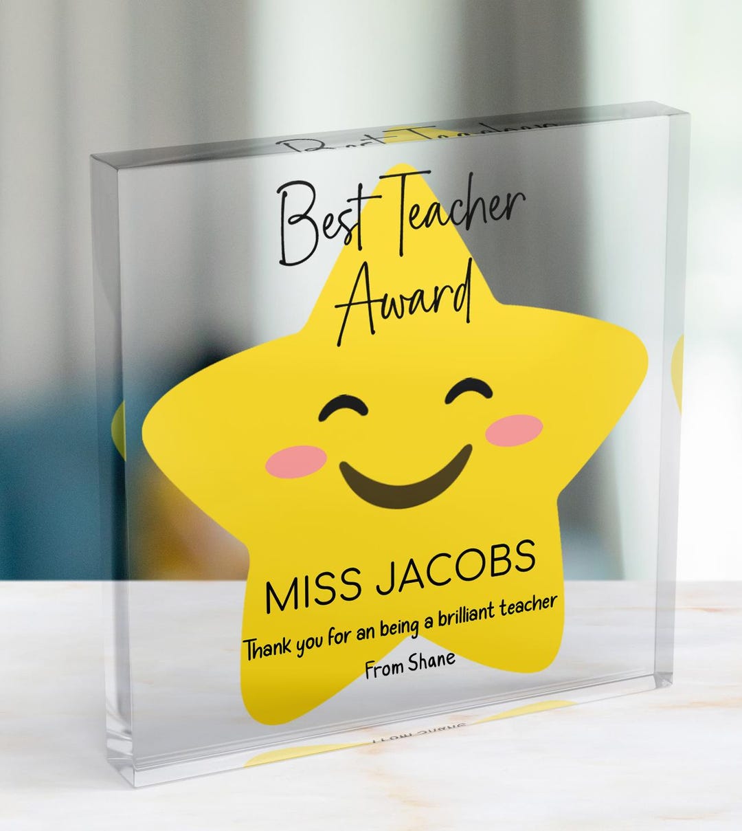 Personalised Teacher Award, Custom Acrylic Block End of Year Gift ...