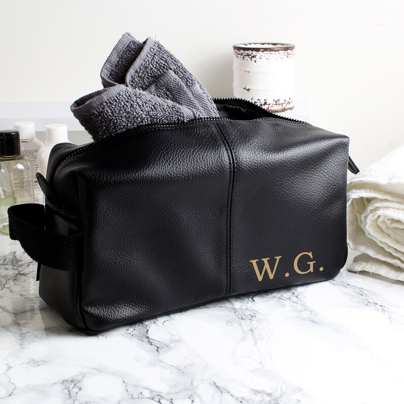 Toiletry Wash Bag PERSONALISED With Gold Monogram Initials - Etsy
