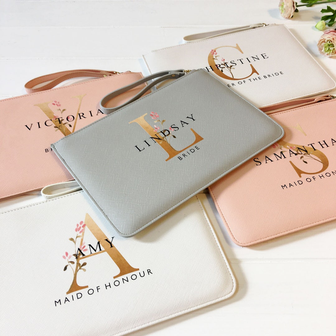 Bridesmaid Gift, Personalised Bridesmaid Pouch, Monogrammed Bridal ...