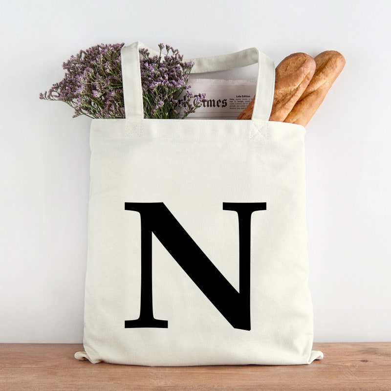 Canvas Initial Tote Bag - Etsy