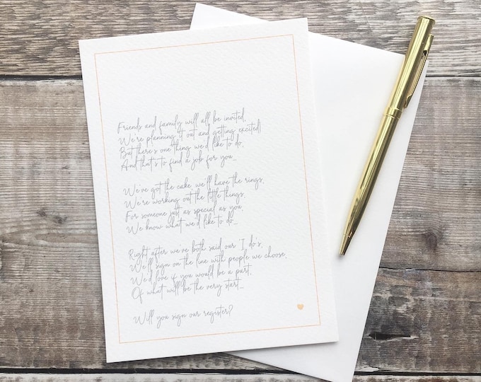 Will You Sign Our Register Poem Print, Wedding Ceremony Poem, Wedding ...