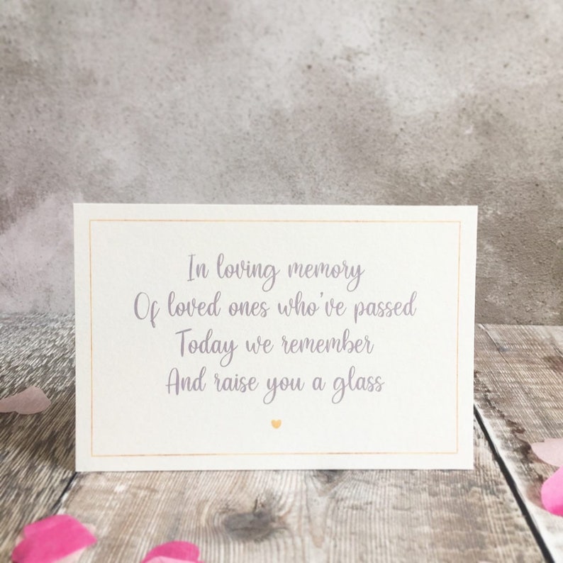 Set of 4 Memorial Poems; Printed A6 Memorial Ladder Poems; Wedding ...