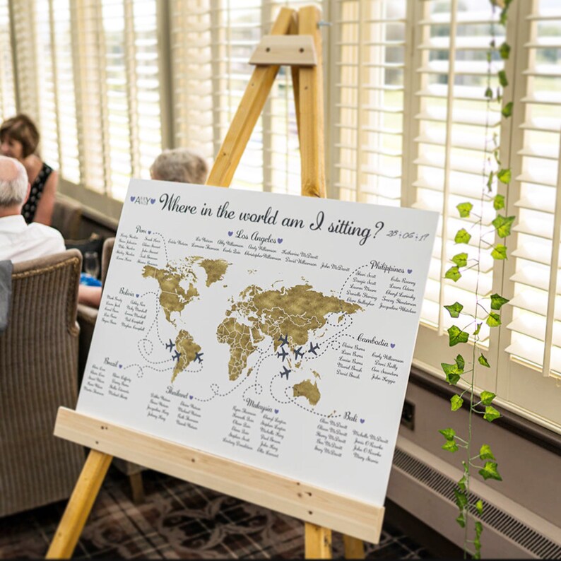 Where in the World Am I Sitting Wedding Table Plan; Travel Themed ...
