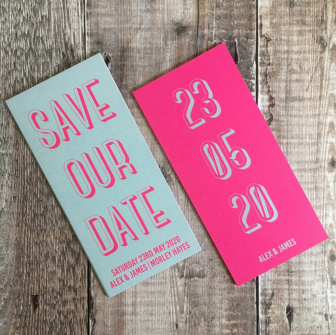 Bold Save Our Date, Colourful Wedding Invitations, Alternative Wedding ...