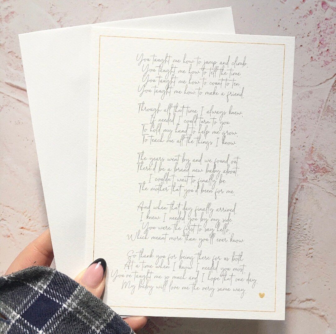 Birthing Partner Mum Poem; Thank You for Being My Birth Partner Mum ...