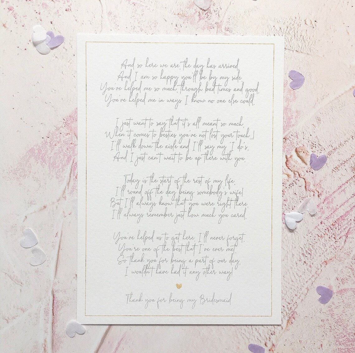 Thank You for Being My Bridesmaid Poem DOWNLOAD & PRINT - Etsy