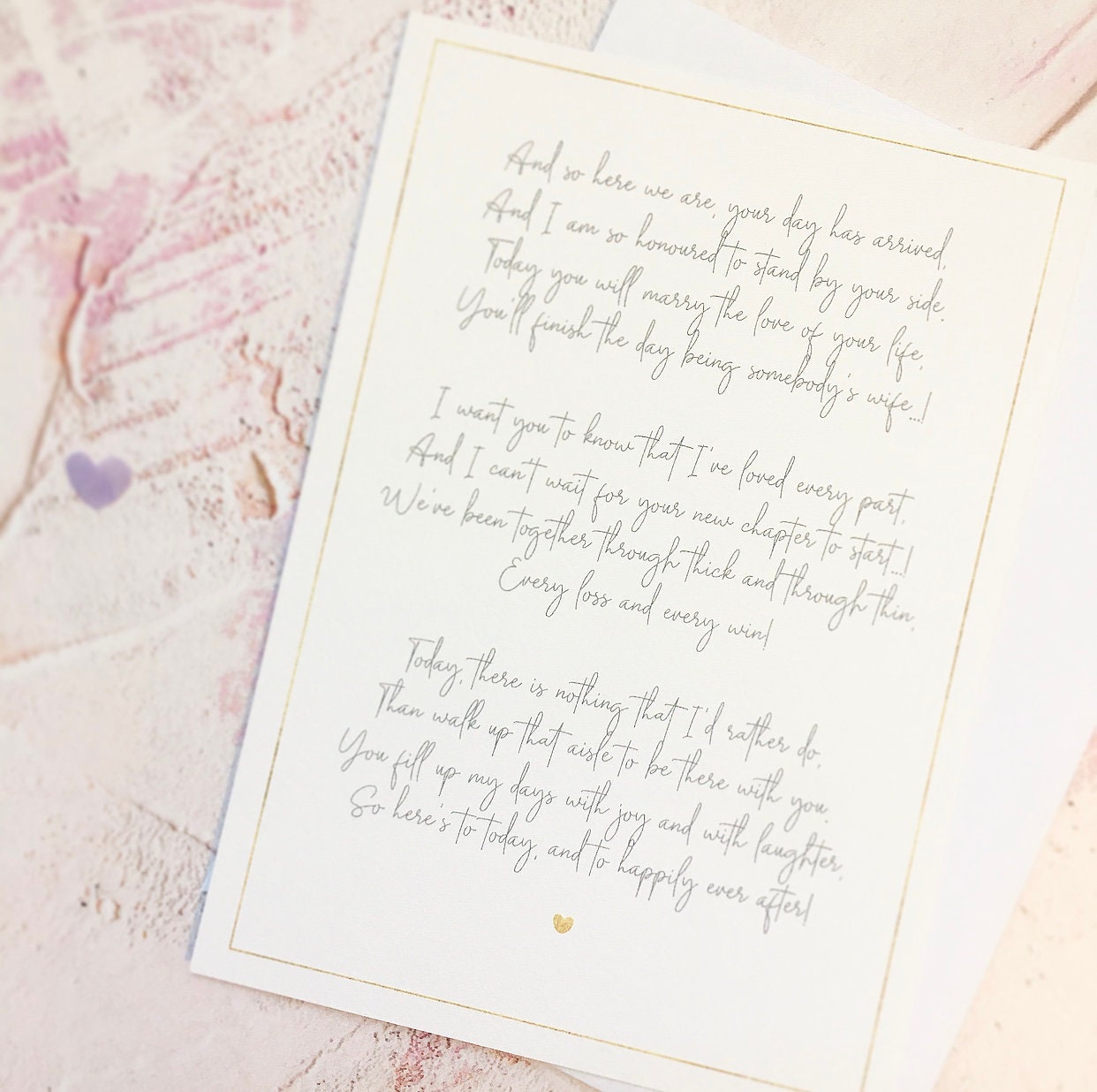 Poem for Bride From Bridesmaids/maid of Honour, Gift to Bride on ...
