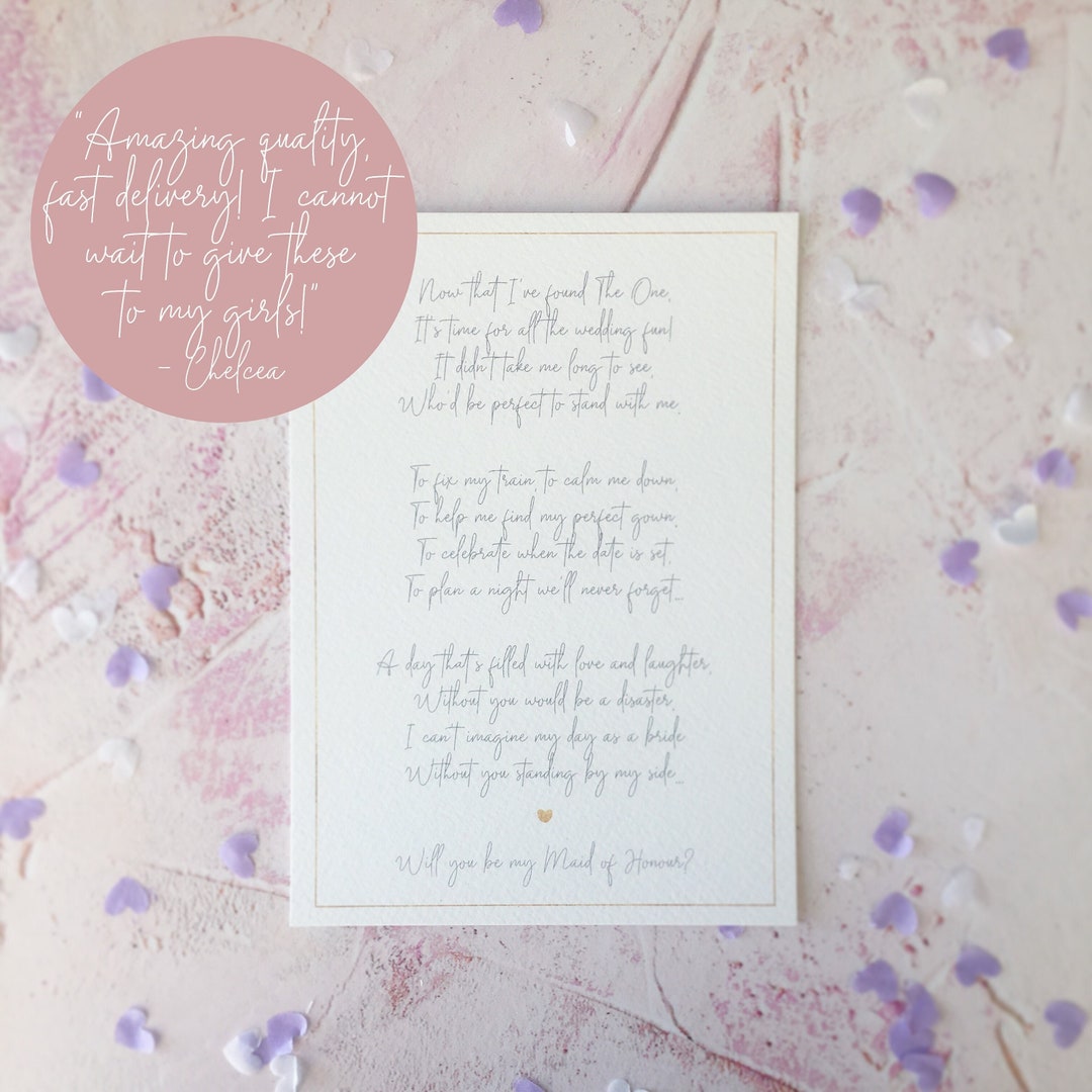 Bridesmaid/maid of Honour Proposal Poem, Will You Be My Bridesmaid ...