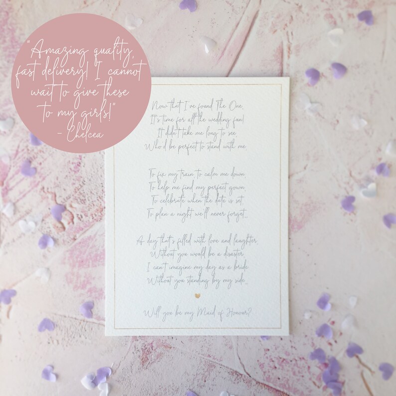 Bridesmaid/maid of Honour Proposal Poem Will You Be My - Etsy UK