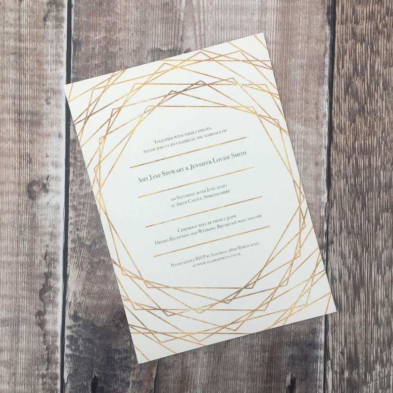 Geometric Framed Wedding Invitation - Etsy