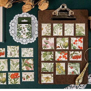 46pcs Vintage Flower Stamp Sticker Pack, Journaling,planner,journal ...