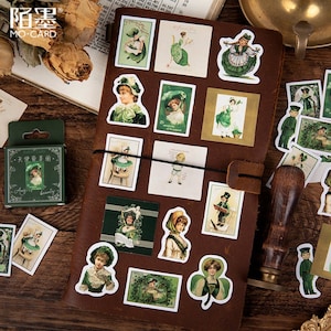 46pcs Vintage Green Stickers Pack, Journaling,planner,journal,diary ...