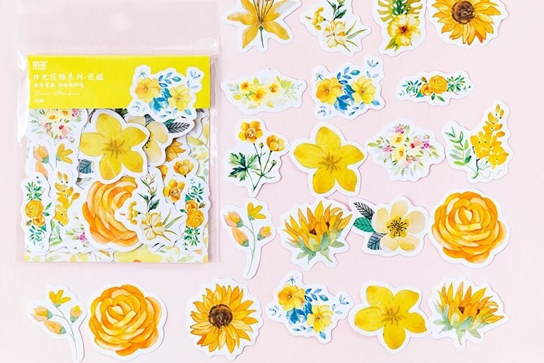 45pcs Colourful Flower Stickers Pack - Etsy UK