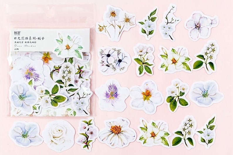45pcs Colourful Flower Stickers Pack - Etsy UK
