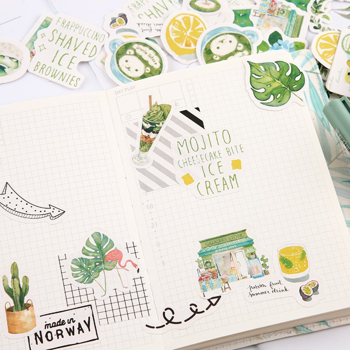 46pcs Green Aesthetic Stickers Pack for - Etsy