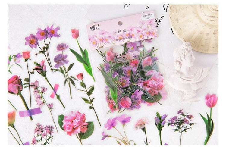40pcs Vinyl Flower Stickers Pack Journalingplannerbullet - Etsy Canada