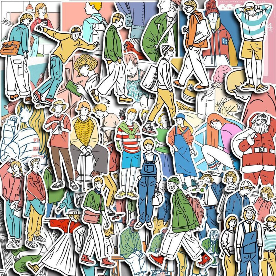 Fashion Style Stickers, Illustrated People Sticker, Lifestyle Fashion ...