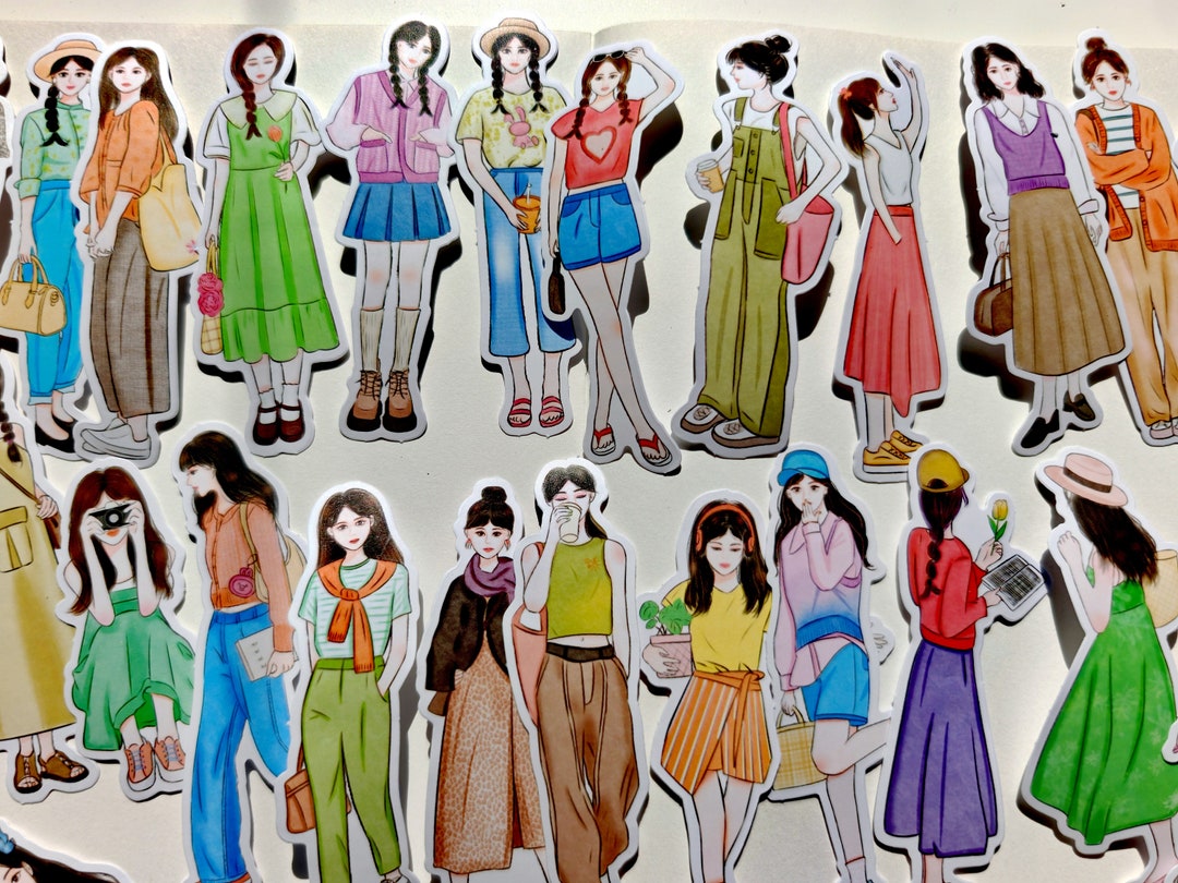 Fashion Style Stickers, Illustrated Girl Sticker, Lifestyle Fashion ...