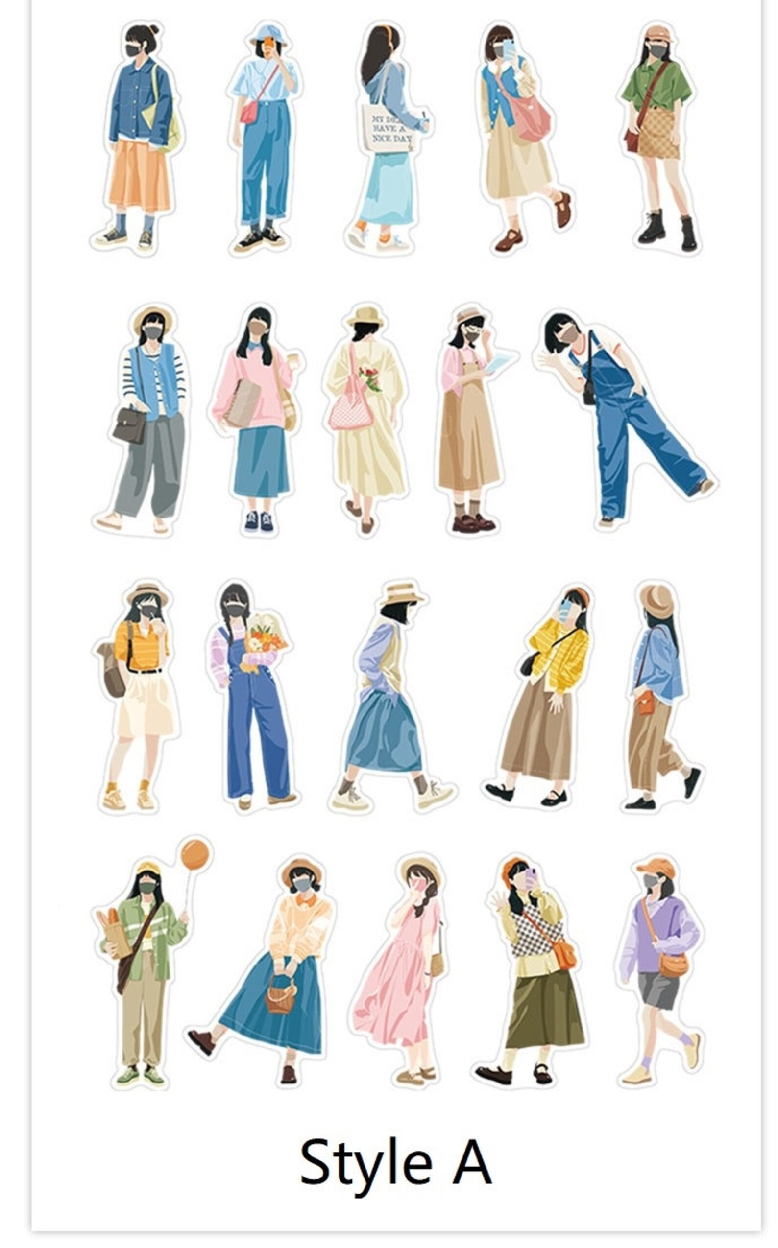 Kawaii Fashion Girl/boy Stickers Journalingplannerbullet - Etsy