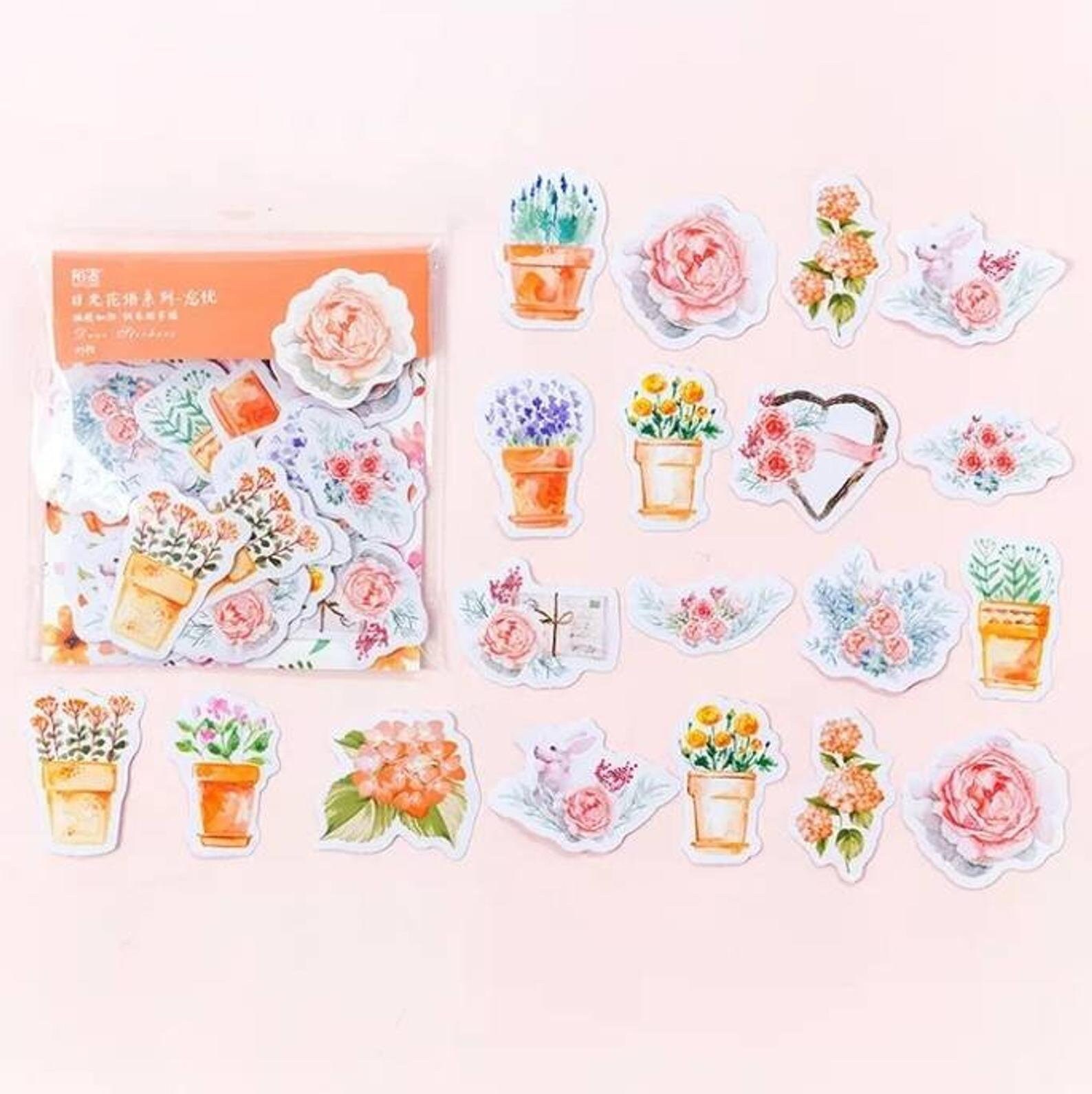 45pcs Colourful Flower Stickers Pack - Etsy UK