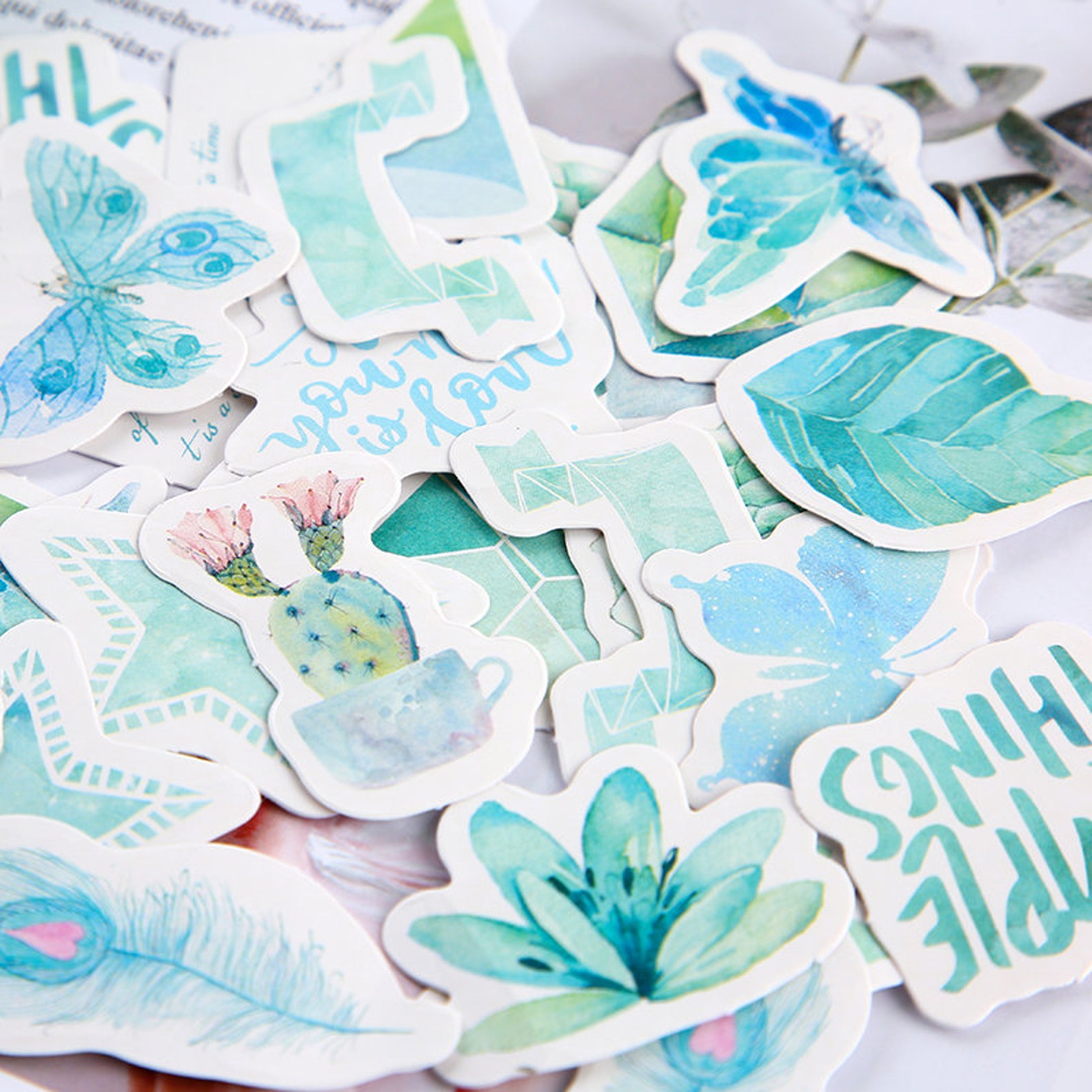 46pcs Mint Aesthetic Stickers Pack for - Etsy