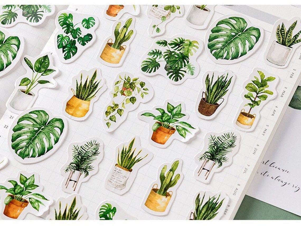 45pcs Potted Plants Stickers Pack Journalingplannerbullet - Etsy