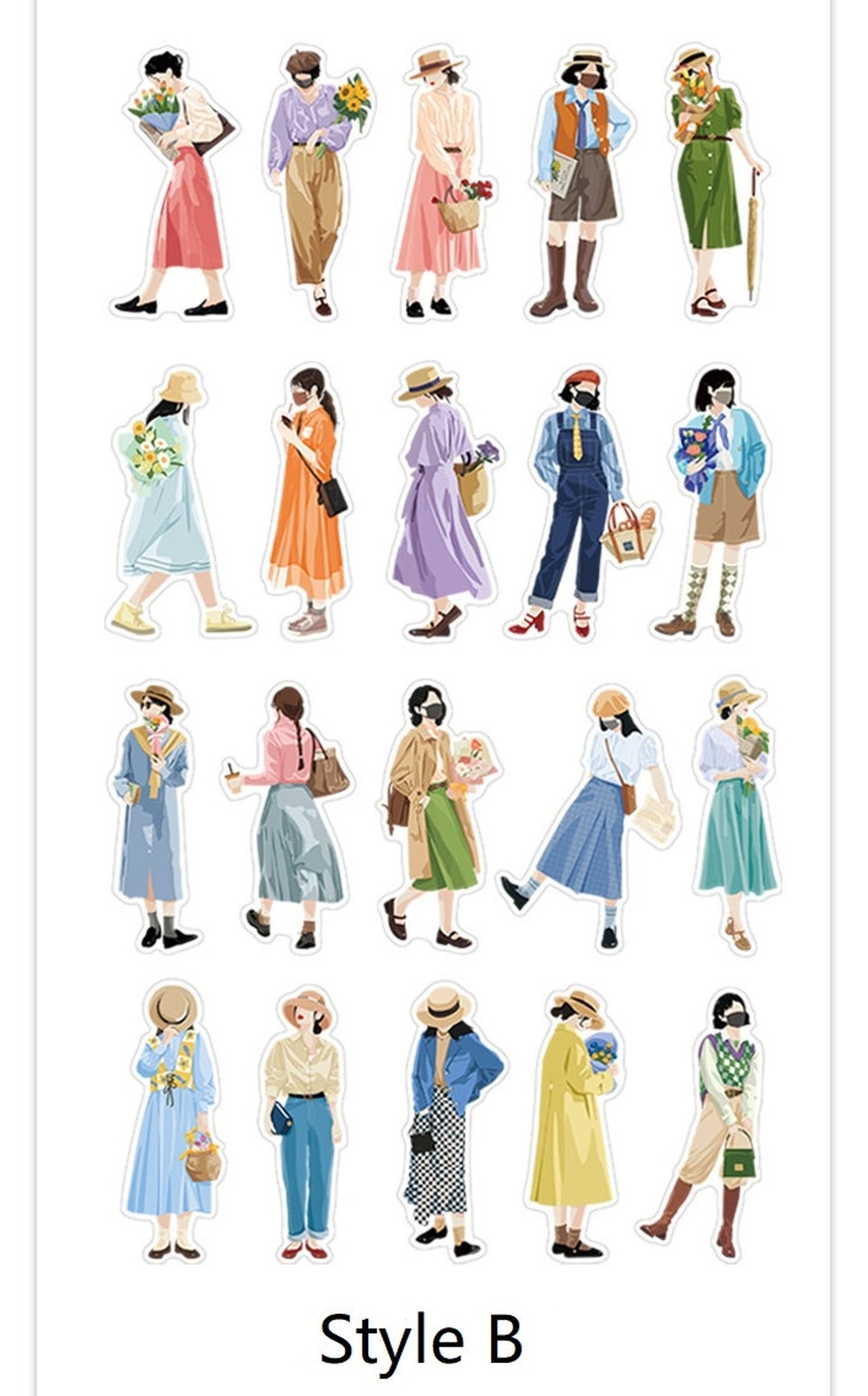 Kawaii Fashion Girl/boy Stickers Journalingplannerbullet - Etsy