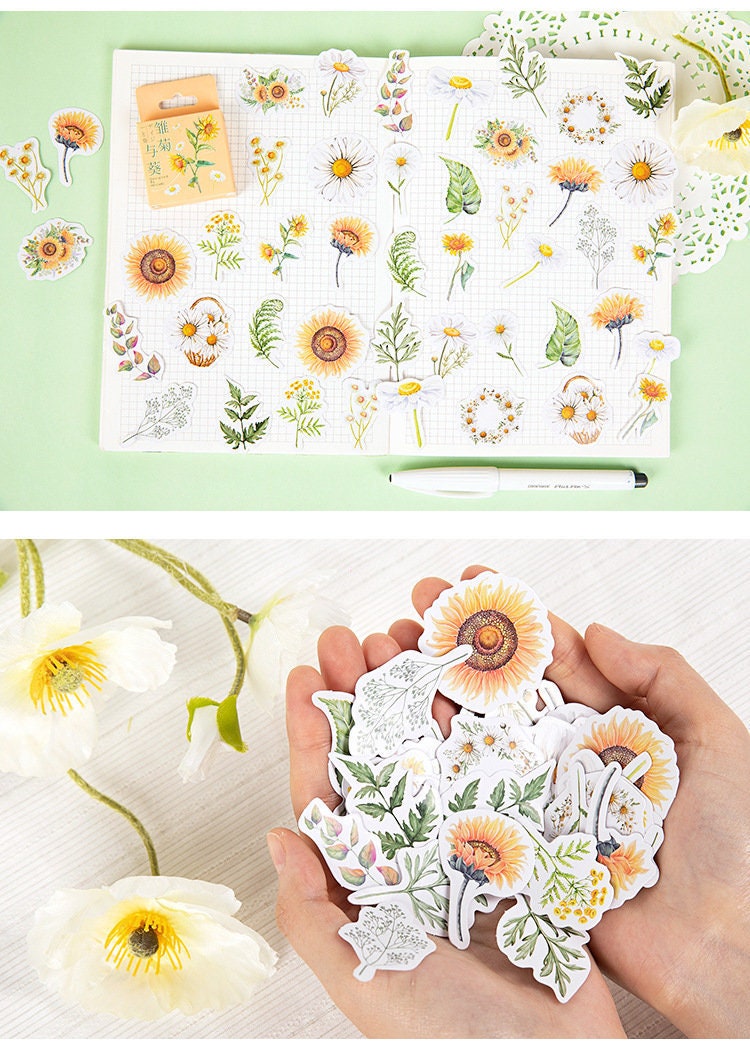 46pcs Daisy Sticker Pack Journalingplannerbullet | Etsy