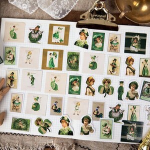 46pcs Vintage Green Stickers Pack, Journaling,planner,journal,diary ...
