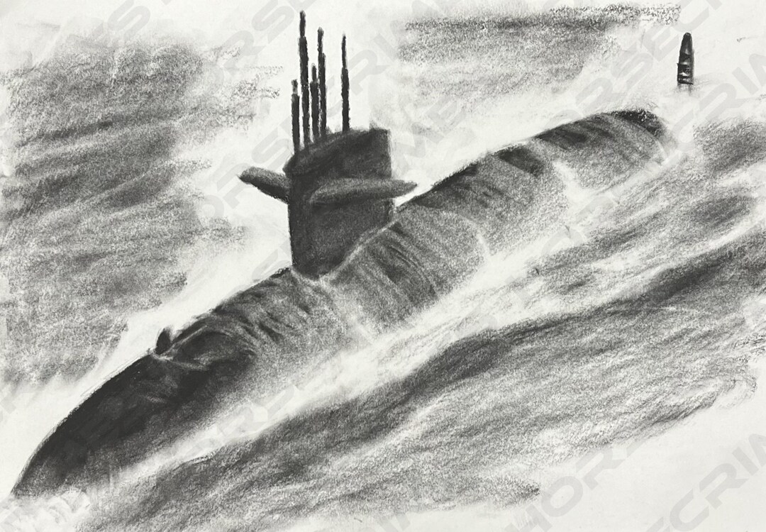 La-class Submarine Original Charcoal Drawing - Etsy