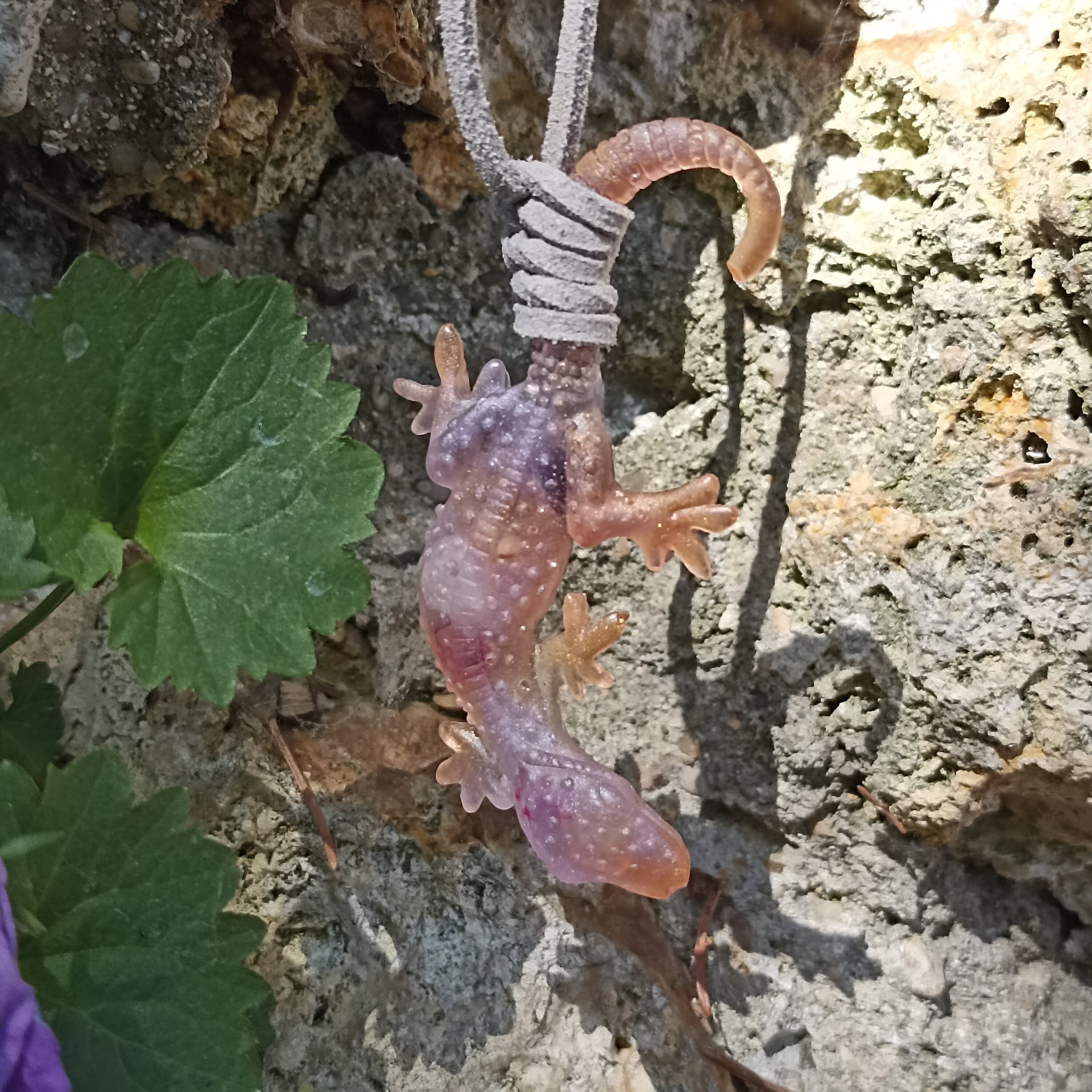 Candy Lizard Necklace Epoxy Resin Lizard Animal Pendant Forest Amulet ...