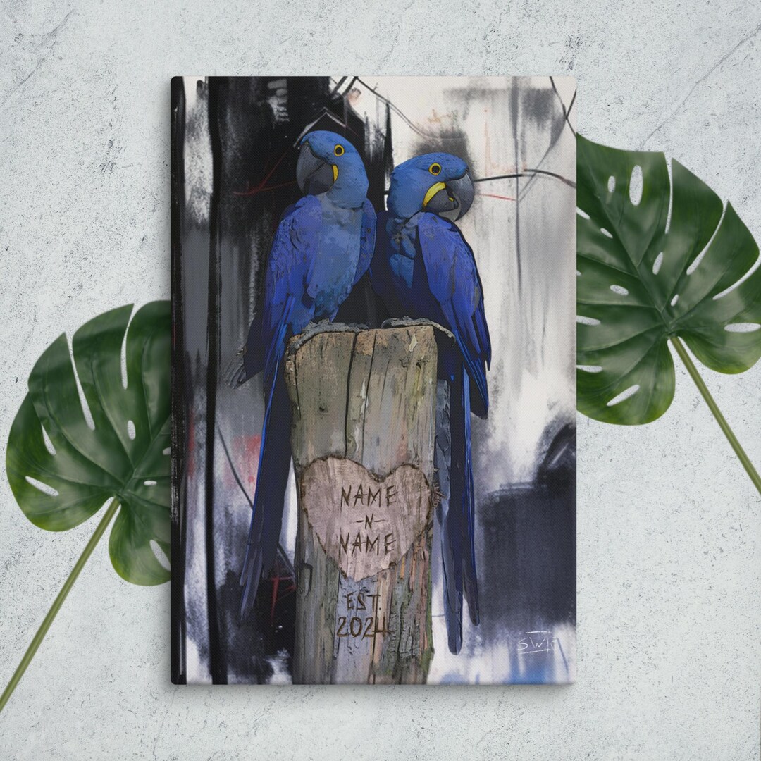 Custom Hyacinth Macaw Personalized Canvas Wall Art Gift for Friends ...
