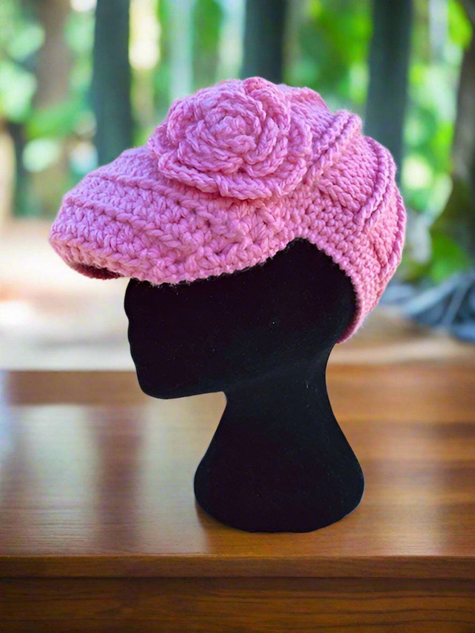 Handcrafted Crochet City Girl Flower Hat - Soft Acrylic Yarn, One Size ...