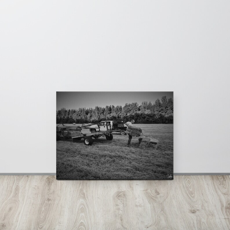Hay Fever Hay Stacking Farm Thin Canvas Photographic Gray - Etsy