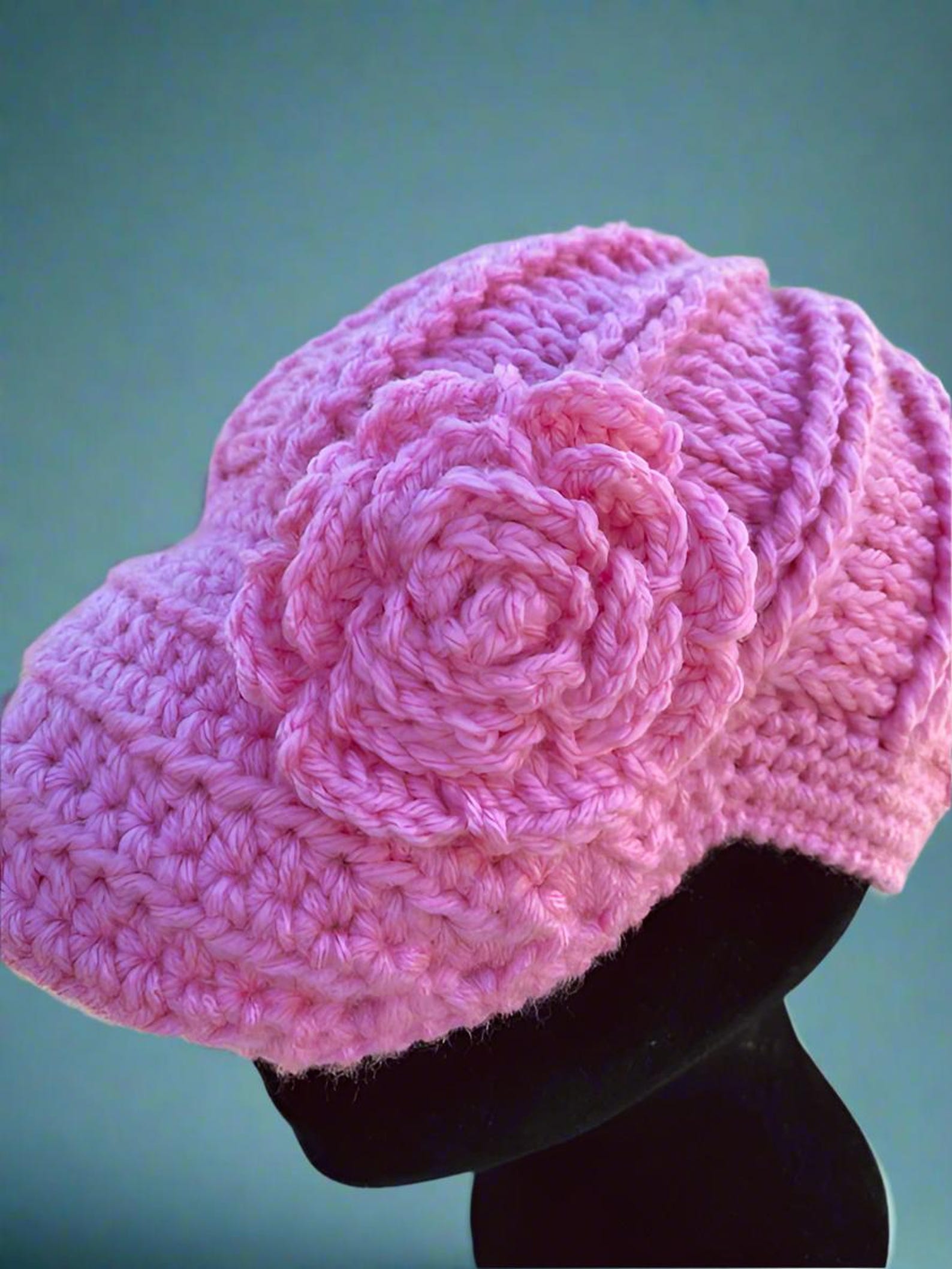 Handcrafted Crochet City Girl Flower Hat - Soft Acrylic Yarn, One Size ...