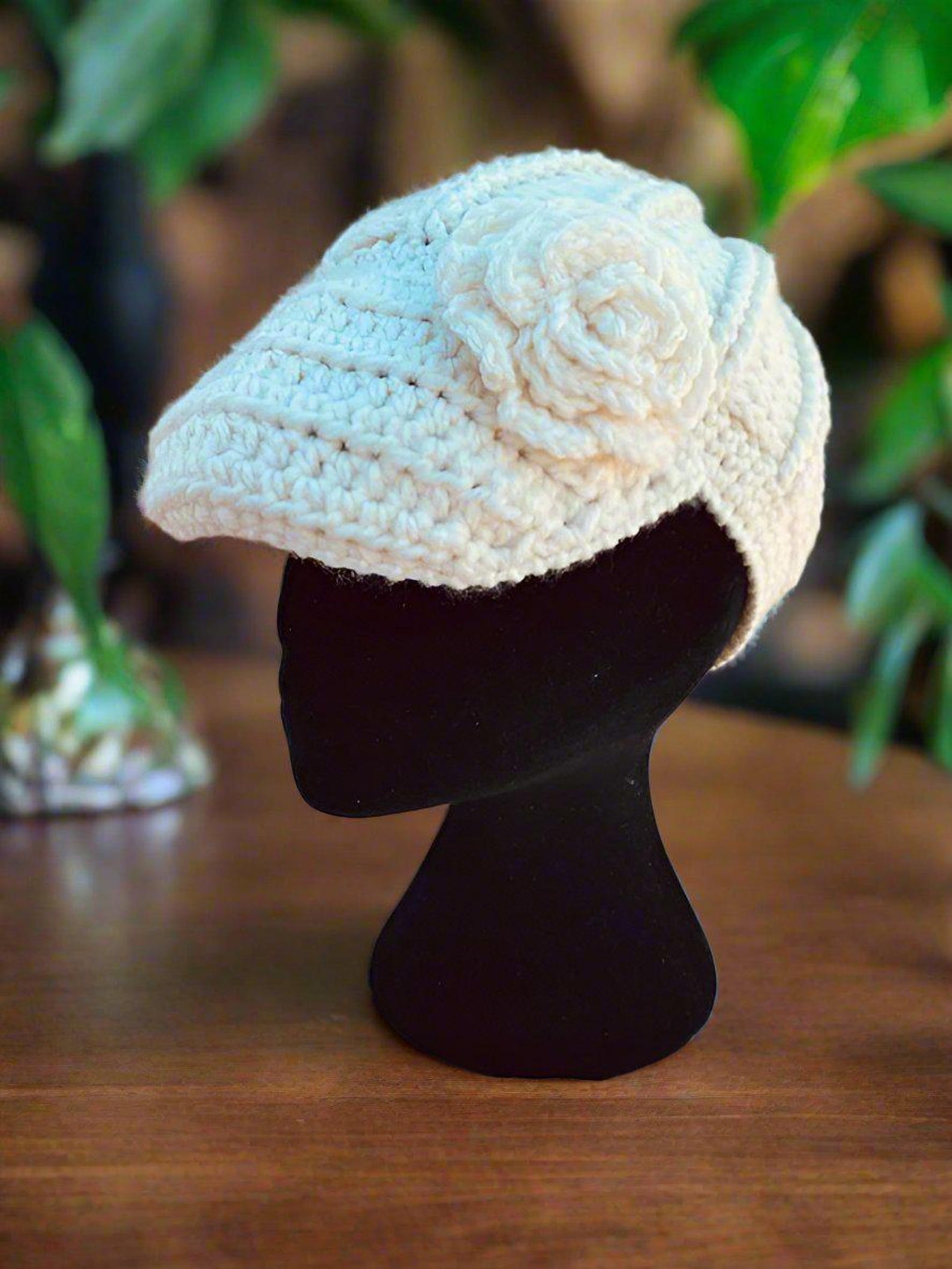 Handcrafted Crochet City Girl Flower Hat - Soft Acrylic Yarn, One Size ...